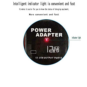 HOKC-N USB Charger, 60W 12-Port, USB Desktop Hub Wall Charger for iPhone, iPod, Galaxy and Other USB Multifunction Devices (Black)