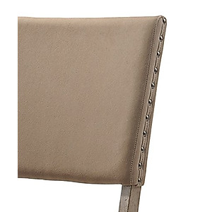 Roundhill Furniture Birmingham Script Printed Driftwood Finish Dining Chair with Nail head, Set of 2,