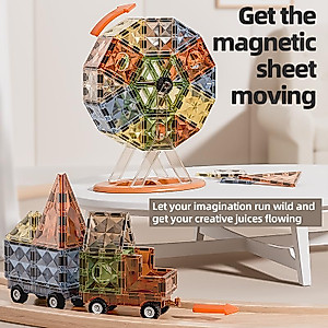 Jofarstep Magnetic Tiles 55 Pcs Set for Kids 3D Magnet Building Blocks Educational STEM Toys for Kids Preschool (55 PCS)