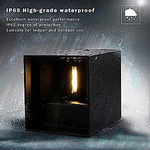 Wrasse 2pcs led Outdoor Wall Mounted Light 12W Wall Sconce 3000k Black Exterior Light Fixture 110v up Down Modern Cube Lighting for Outdoor Patio Decor House Light Villas Hotel (Matte Black 3000k)