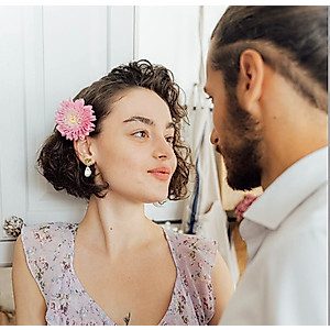 dh&yp Winter vintage vibe with pearl earrings，Baroque Pearl Dangle Earring for Women, Graceful Earrings, Gold Plated Earring Hooks, Birthday Day,Valentine's Day, Mother's Day Gift