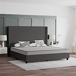 EMMA + OLIVER Asteria Premium Comfort 6" King Size Medium Firm Hybrid Innerspring Mattress in a Box with Knitted Fabric Top and CertiPUR-US Certified Foam