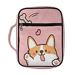 INSTANTARTS Funny Corgi Dog Bible Covers Portable Durable Bible Protective Church Tote Bags Large Size Carrying Book Case Bible Cases