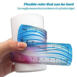 3 PCS Ruler 12 inch Rulers for Students Soft Bendable with Inches and Metric Colorful Tie-Dye Color for Schools/Homes/Offices/Students(Color Sent Randomly)
