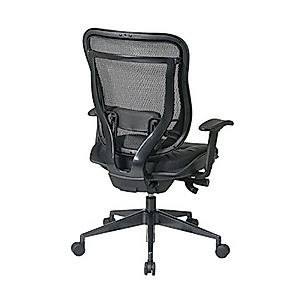 SPACE Seating Breathable Mesh High Back and Padded Black Leather Seat, Ultra 2-to-1 Synchro Tilt Control, Seat Slider and Gunmetal Finish Executive Chair