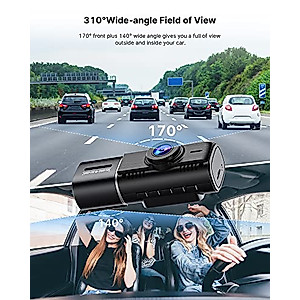 Dual Dash Cam Front and Inside 1080P Dash Camera for Cars IR Night Vision Car Camera for Taxi Accident Lock Parking Monitor 2 Mounting Options