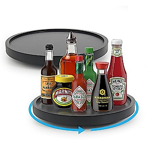 2 Pack Lazy Susan Turntable - OAMCEG 10 Inch Fridge Turntable Organizer, 360 Rotating Kitchen Spice Rack Spinning Organizer, Bamboo Pantry Organization and Storage, for Cabinet, Countertop, Bathroom