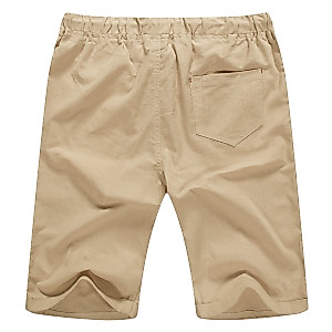 NITAGUT Men's Linen Casual Classic Fit Short Drawstring Summer Beach Shorts (S (US 32-34), 02Khaki)