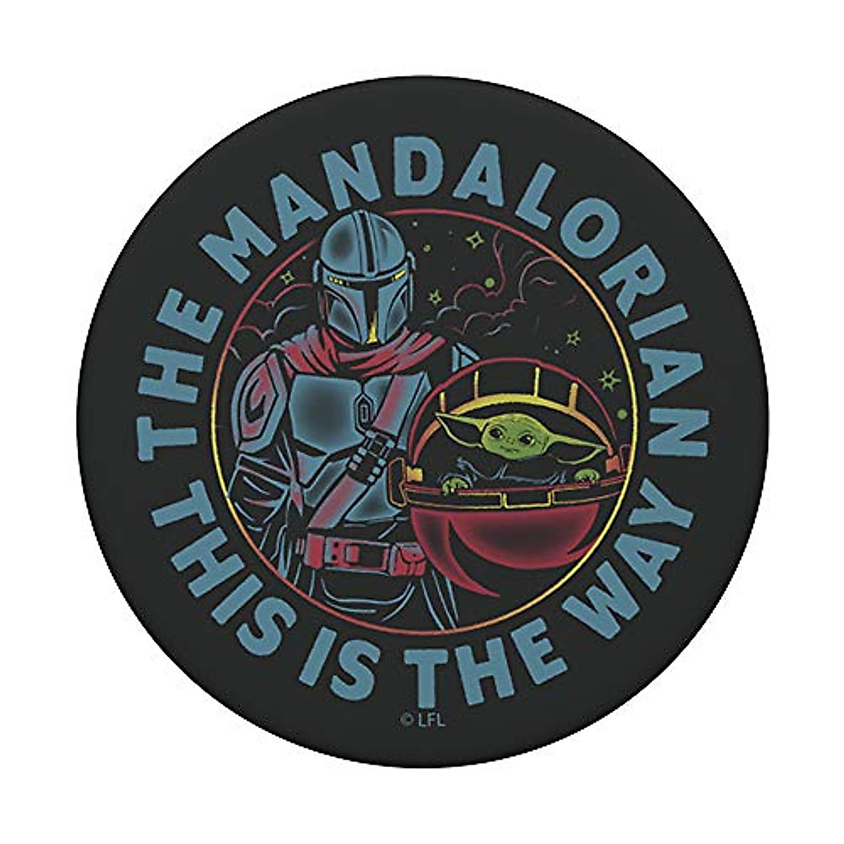 Star Wars: The Mandalorian & The Child Neon Line Art PopSockets PopGrip: Swappable Grip for Phones & Tablets
