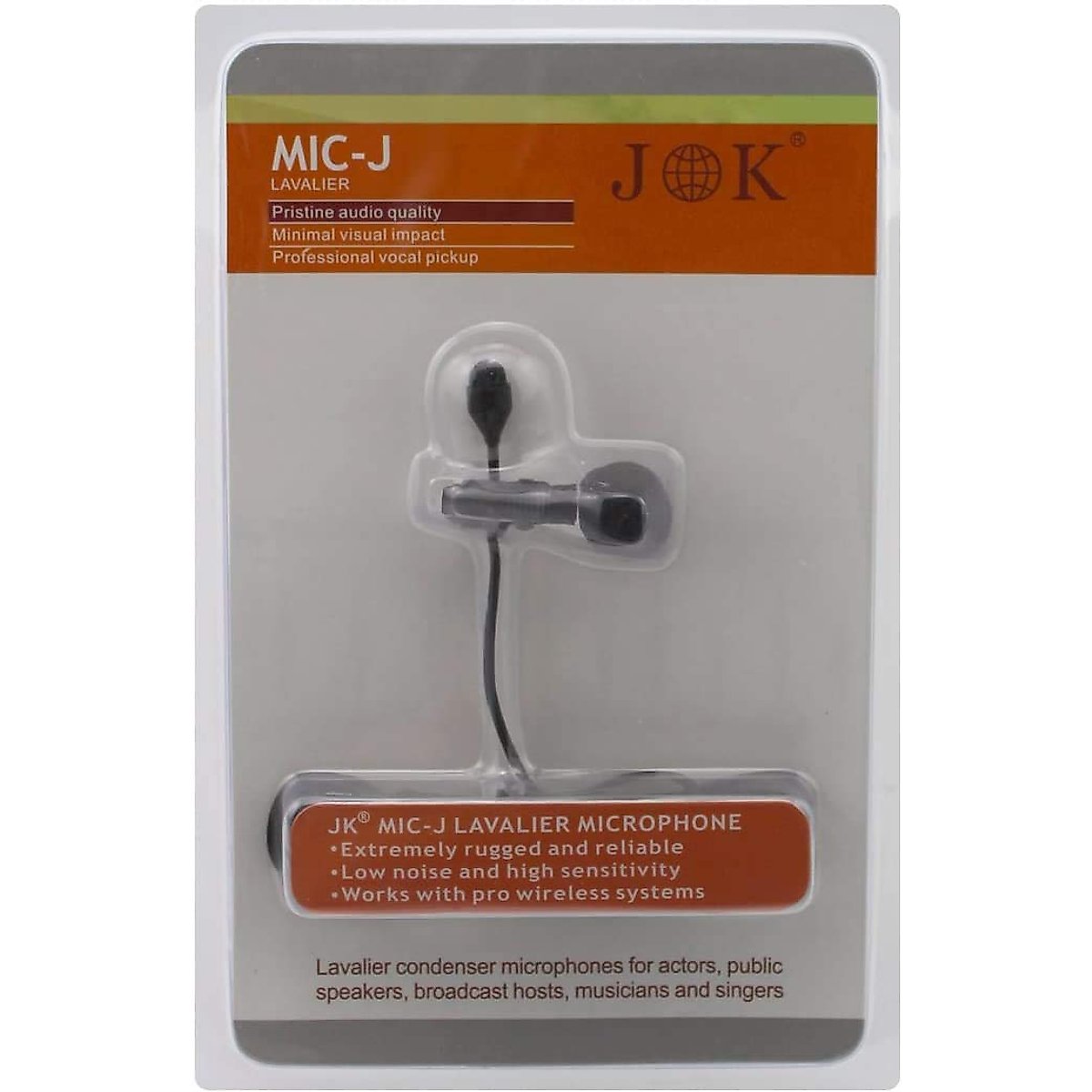 J K MIC-J 044 Lavalier Lapel Clip On Omni-directional Condenser Microphone Compatible with Shure Wireless Transmitter (Mini XLR TA4F Connector)