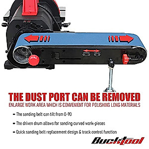 BUCKTOOL Professional Bench Belt Sander for Metal 4 in. x 36 in. Belt and 8 in. Disc Sander with 1HP Direct-drive Motor, BD4802