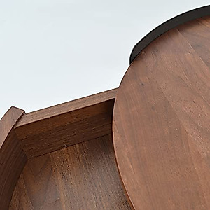 GRFIT Nightstand Nightstand Round Bedside Table Ideal for Any Room Side Tables Living Room, Side Tables Bedroom, End Table with 1 Drawer and 4 Black Legs Accent Table End Table (Color : 1)