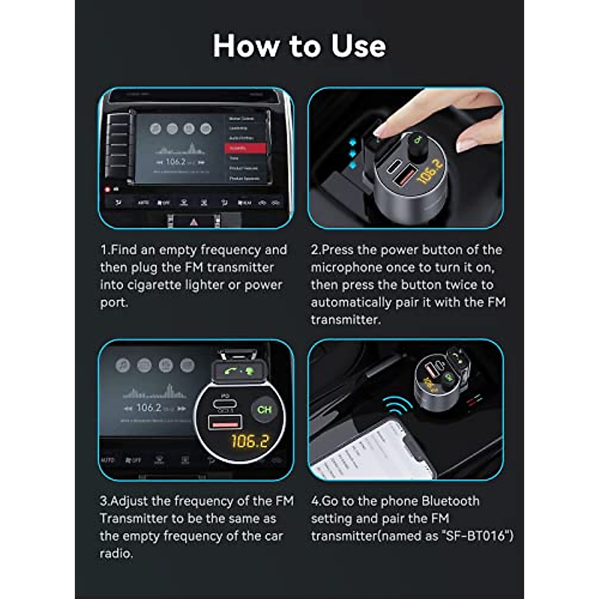 2022 Upgraded Bluetooth Transmitter for Car, Bluetooth 5.1 Car Adapter Car Kit with Dual Car Charger Support 38W PD+QC 3.0 Fast Charging, Noise Canceling Hands-Free Calls