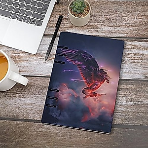 Red Thunderbolt Pegasus Notebook Cover 6-Ring Binder Portable Planner Book Loose-Leaf Cover for Home Office
