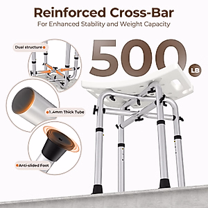 WAYES Shower Chair for Elderly and Disabled - Bariatric Shower Chair, Up to 500 Lbs, Heavy-Duty, Adjustable