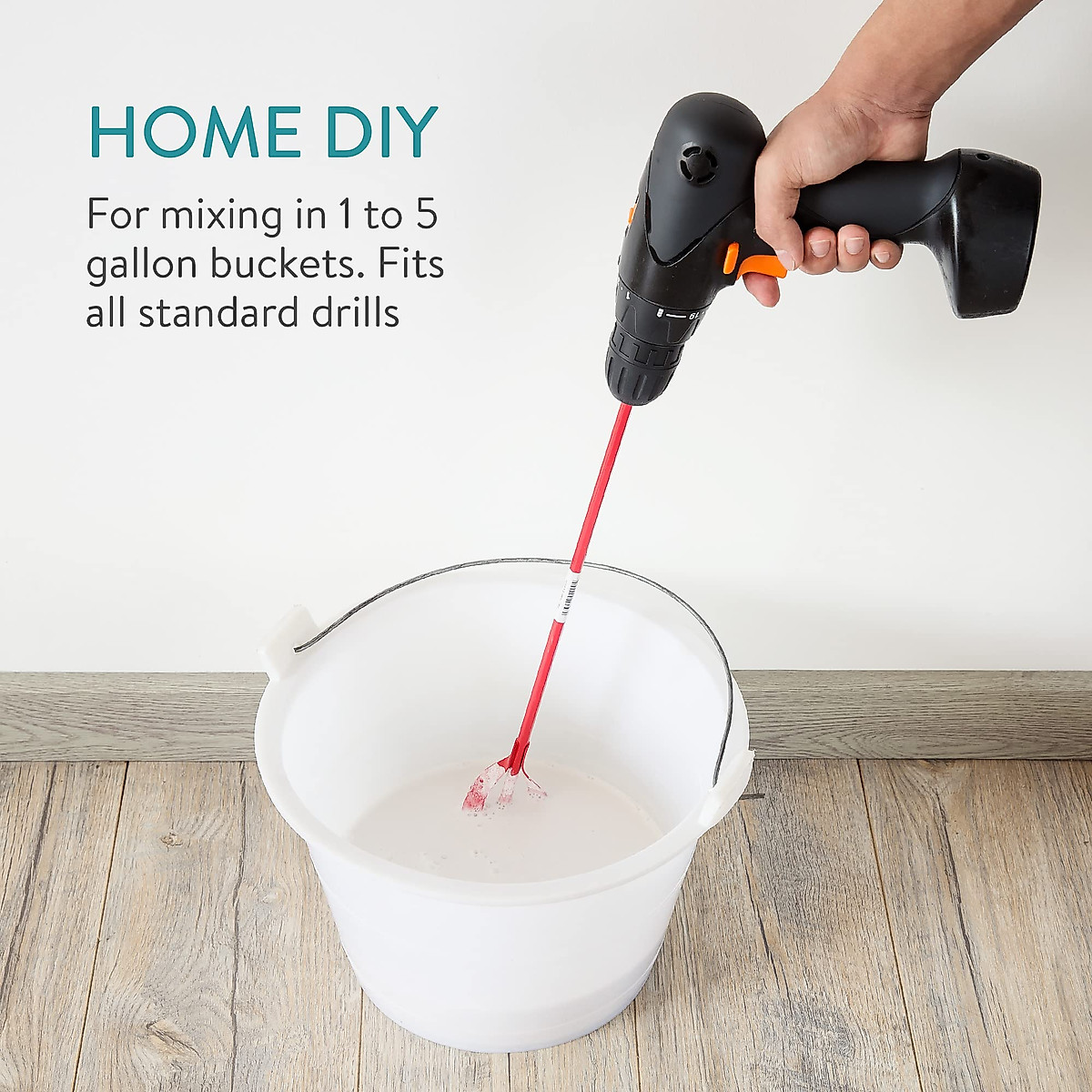 Navaris Set of 2 Paint Mixer for Drill - Heavy Duty Plaster and Paint Mixing Paddle Standard Drills - Painting and Plastering Mixer Stirrer Tool (Red)