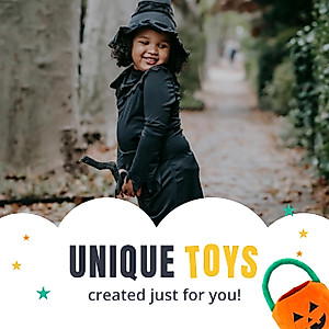 Plushible Halloween Candy Bags - Plush Trick or Treat Bucket - Pumpkin Tote for Kids & Toddler Candy Treats - Large Halloween Buckets - Cloth Halloween Baskets - Orange Pumpkin Basket & Goodies Bag