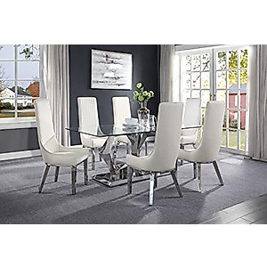 Acme Furniture Gianna Dining Table, Clear Glass & Stainless Steel