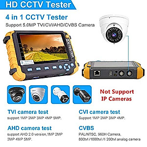 5 Inch 4 in 1 CCTV Monitor Tester, AHD/TVI/CVI/CVBS Coaxial Analog Video Monitor Tester, UTP/PTZ Cable Test for 1080P/3MP/4MP/5MP Analog Security Camera, VGA DC12V Output Camera Portable CCTV Tester