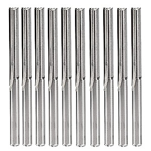 Yakamoz 10Pcs 1/8-Inch Shank Long Straight Router Bits CNC End Mill Bit Set with 1" Cutting Length Flush Trim Router Wood Cutter Woodworking Milling Tool