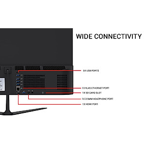 23.8" Full HD IPS All-in-One Desktop Computer with Windows 11 - Intel N4120 QuadCore, 4GB RAM, 128GB SSD, Dual-Band WiFi, Bluetooth, Expandable HDD - AIO PC with Front Camera, Wireless Keyboard, Mouse