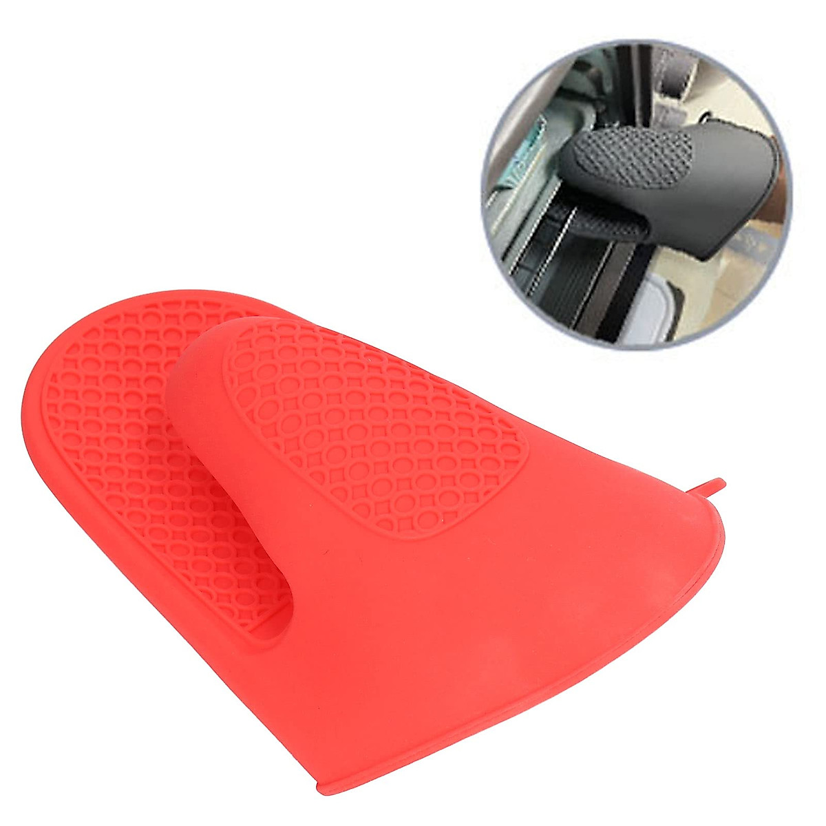 2 Pairs Mini Oven Gloves, Silicone Oven Mitts Heat and Slip Resistant Silicone Mini Potholders Mitts Kitchen Finger Grips for Kitchen Cooking and Baking(red)