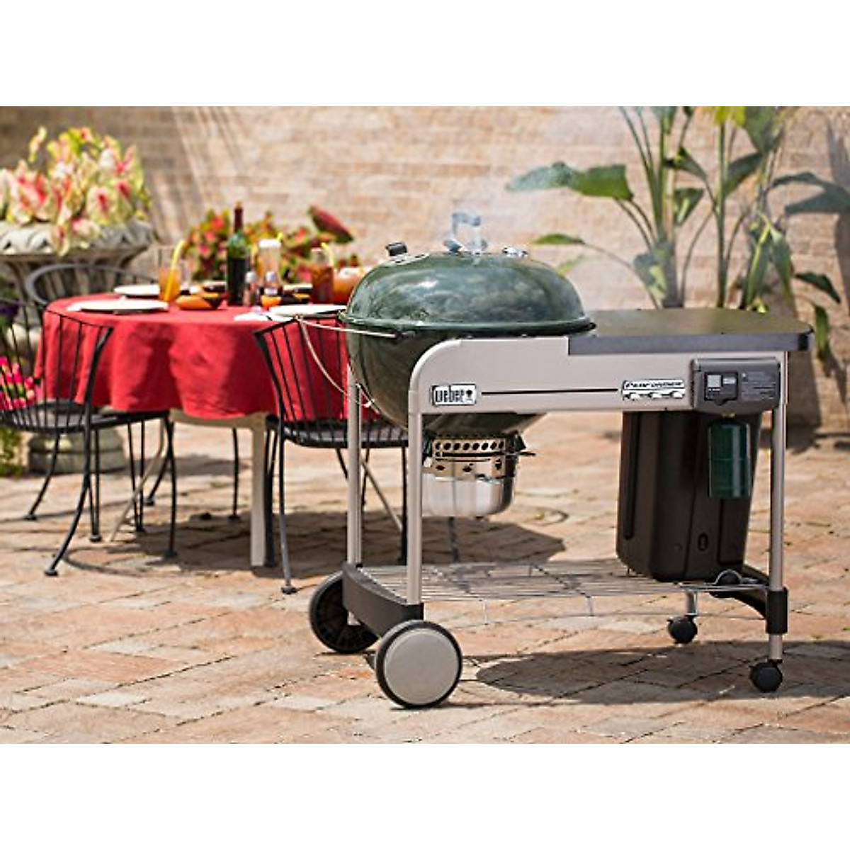 Weber Performer Deluxe Charcoal Grill, 22-Inch, Touch-N-Go Gas Ignition System, Green