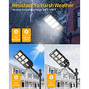 EOSRUJU Solar Street Lights Outdoor Waterproof, 30000LM 6500K Solar Parking Lot Lights, Dusk to Dawn Solar Lights with Motion Sensor & Remote, Wide Angle Solar Lights for Parking Lot, Yard, Patio