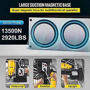 Mophorn 1200W Magnetic Drill Press with 9/10 Inch (23mm) Boring Diameter Magnetic Drill Press Machine 2920 Lbs Magnetic Force Magnetic Drilling System 500RPM Portable Electric Magnetic Drill Press
