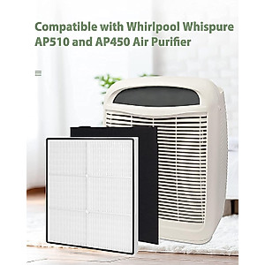 Future Way 510 Filter Replacement Compatible with Whirlpool Whispure AP510 and AP450 Air Purifier, with 4 Carbon Filters, Part# 1183054k