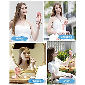 EasyAcc Portable Hand Held Fan, Ultra Quiet 5 Speed Personal Fan, LED Dispay USB C Rechargeable Handheld Fan, 180° Foldable Small Desk Fan, Electric Cooling Fan&PowerBank for Office Home Travel