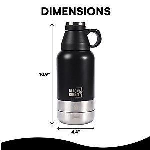 Black Rhino 32oz Multi-Functional Dog Water Bottle & Detachable Bowls - Black | Portable Travel Hydration Solution for Hiking, Camping, Outdoors | Leakproof, Durable & Convenient for Pet Owners