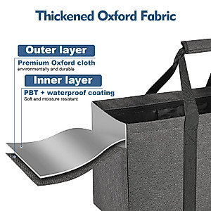 Vailando Large Utility Tote Bag, Sturdy Tote Bag With Zipper, Pockets, Handles, 600D Oxford Wear-Resistant Utility Tote Bag for Beach, Grocery, Shopping, Picnic, Laundry - Grey