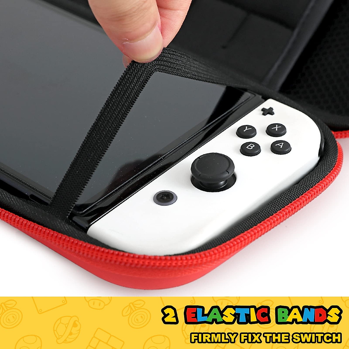 FUNLAB Switch Case Compatible with Switch/Switch OLED, Cute Portable Switch Carrying Case with 10 Game Holders - Red