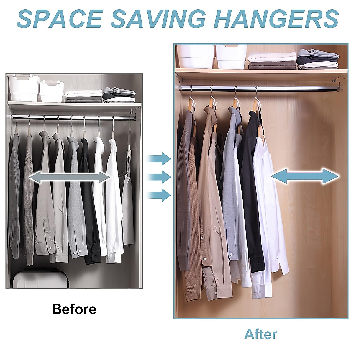 50 PCS Space Saving Hanger - Clothes Hanger Connector Hooks, Stacking Hanger Hooks Space Saver, Plastic Closet Organizers and Storage Hanger Extender for Heavy Duty Cascading Connection Hook (White)