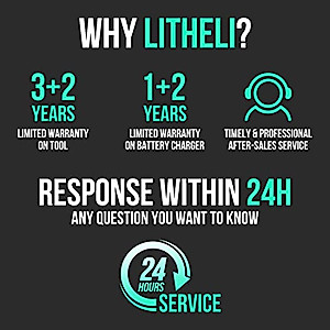 Litheli Impact Wrench Cordless, 1/2 inch Power Impact Driver with 320 ft-lbs(430N.m) Max Torque, 20V Impact Gun Kit with 2.0Ah Li-ion Battery ＆ Fast Charger for Car Home