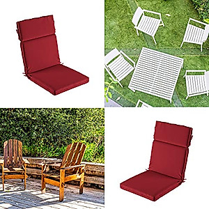 Lavish Home Red High-Back Patio Cushion– for Outdoor Furniture, Adirondack, Rocking or Dining Chairs Fabric with Piping & Ties by LHC, 1 Count (Pack of 1)