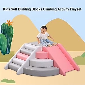 Climbing Blocks Kids Climbing Soft Foam Building Blocks Slide Step Ladder Rainbow Ladder Indoor Activity Playset, for Home Kindergarten Playground