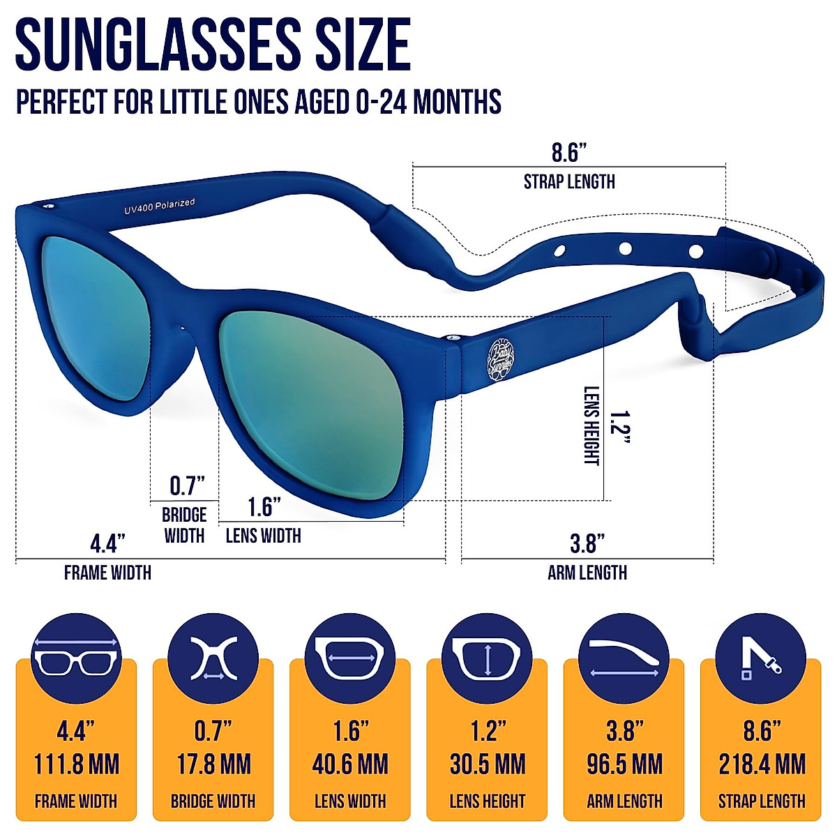 Polarized Baby Sunglasses With Strap - Unbreakable Flexible Infant Sunglasses For Toddlers Newborns 0-24 Months