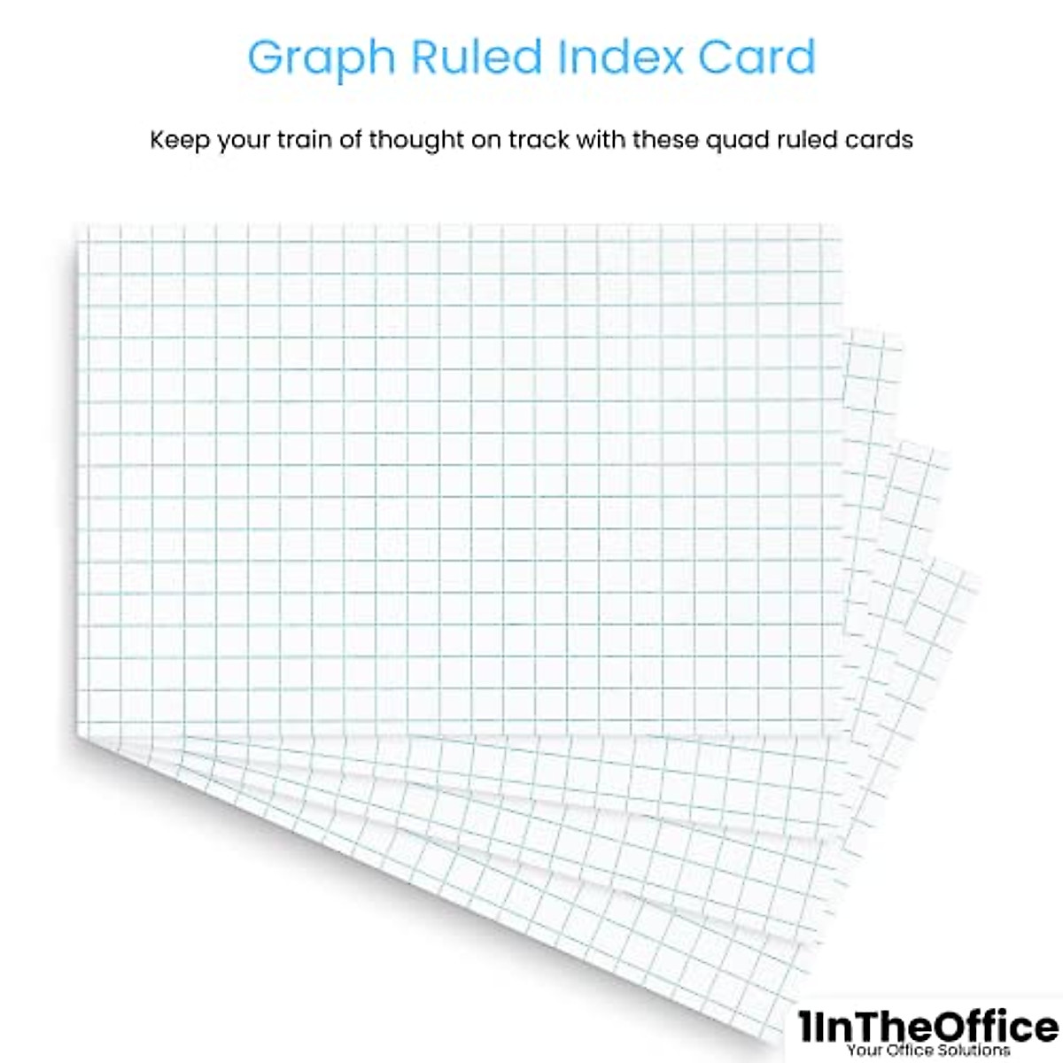 1InTheOffice Index Cards 4x6 Graph Ruled White, Quad Ruled Index cards 4x6 200/Pack