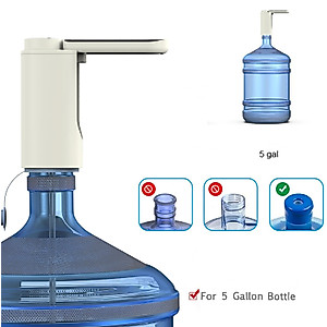 Generic 5 Gallon Water Bottle Pump, Universal for 2-5 Gallon Water Bottle Jug with 3 Modes, Foldable Water Outlet to Remain Clean, Rechargeable Automatic Drinking Water Bottle Dispenser, White, chou8