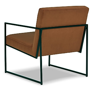 Signature Design by Ashley Aniak Contemporary 17" Velvet Upholstery with Metal Frame Accent Chair, Brown & Black