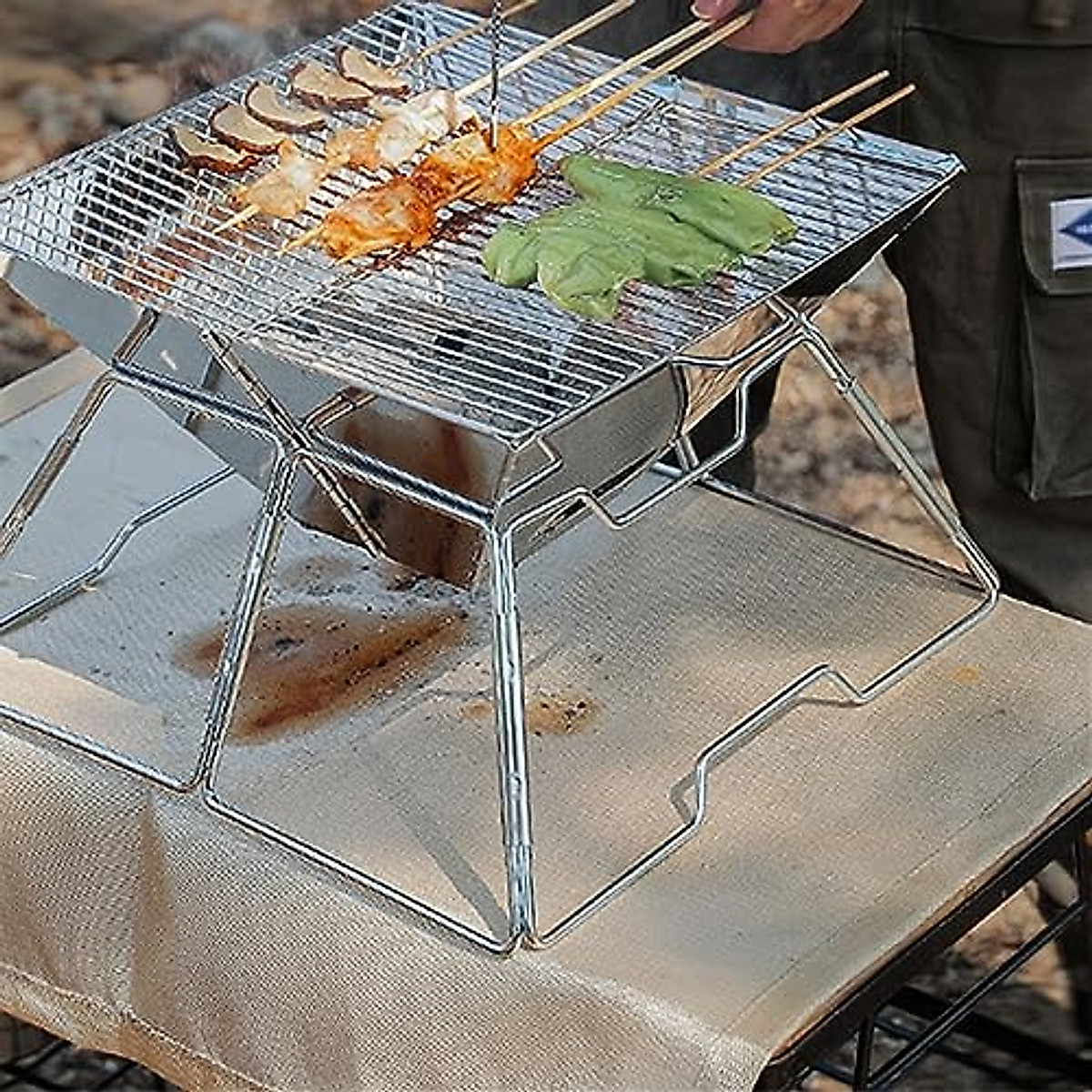 SPICLY Portable Grill Outdoor Portable Folding Barbecue Grill BBQ Grills Detachable Charcoal Firewood Stove Picnic Tools Camping Oven