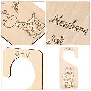 Gigicloud 7pcs Baby Closet Dividers for Clothes Organizer, Wooden Baby Closet Size Divider Organizer Set Clothing Dividers 0-24 Months Baby Clothes Size Hanger Organizer for Newborn Baby Clothes