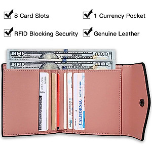 FT FUNTOR Small Leather Wallet for Women, Ladies Mini Wallet RFID Blocking Wallet for Women
