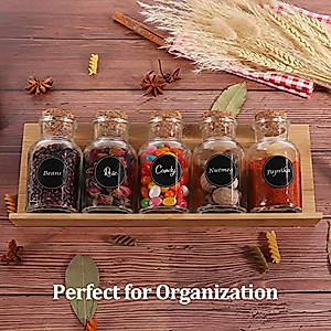 Keketin 24 Pack Glass Jars Bottles with Cork Lids,5oz Herb Bottles 150ml Spice Jars with 215 Labels,Clear Glass Decorative Jars for Tea Leaves,Spices,Nuts,Seasonings or Party Favors