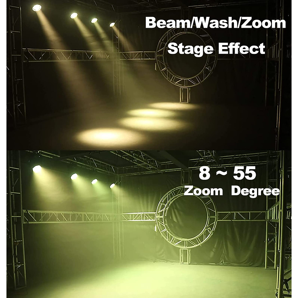 SHEHDS Moving Head Light LED 19x15W RGBW 4in1 Beam/Wash/Zoom Effect Stage Lights Professional DMX512 & Sound Activated Control DJ Lights for Party Wedding Disco and Nightclub - 1 Pack
