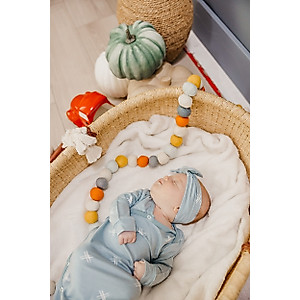 Copper Pearl Baby Gown - Knotted Newborn Sleepers for Baby Boy and Girl, Soft Stretchy Long Sleeve Infant Gowns with Bottom Tie and Hand Mittens, Perfect Hospital Coming Home Outfit (Hayden)