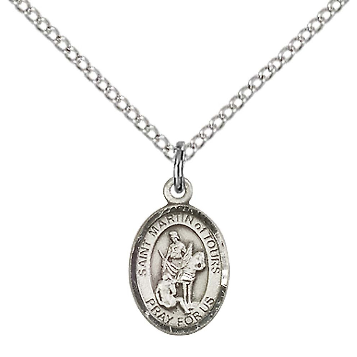 F A Dumont Sterling Silver St. Martin of Tours Pendant with 18" Sterling Silver Lite Curb Chain. Patron Saint of Reformed Alcoholics