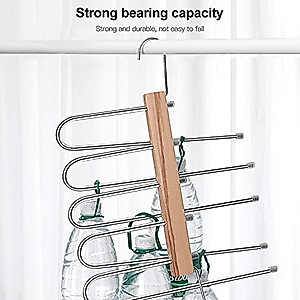 Pants Hangers Space Saving, Non Slip Closet Hangers for Men Women, CANAGROW 5 Layers Closet Organizer Pants Rack Holder for Pants Jeans Scarf Trousers Scarves Ties, 1 Pack
